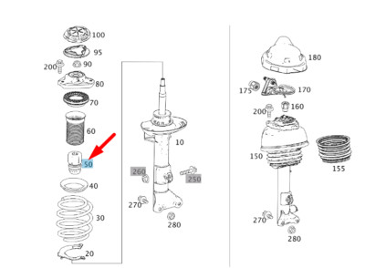 2010-2016 Mercedes-Benz E-Class W212 Front Strut Bump Stop A2123210706 ...