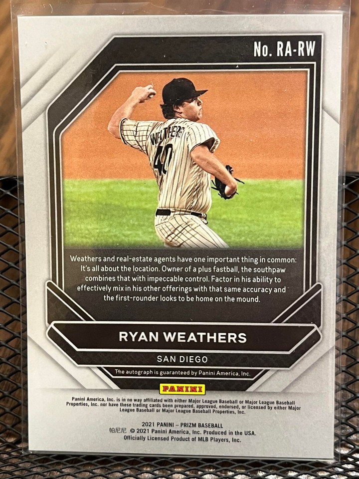 RYAN WEATHERS 2021 PANINI PRIZM "ROOKIE AUTOGRAPHS" AUTO SD PADRES ...