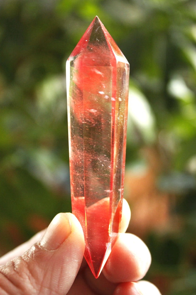 1pcs 3.4" Pretty Red Smelt Quartz Crystal Double Terminated Wand ...