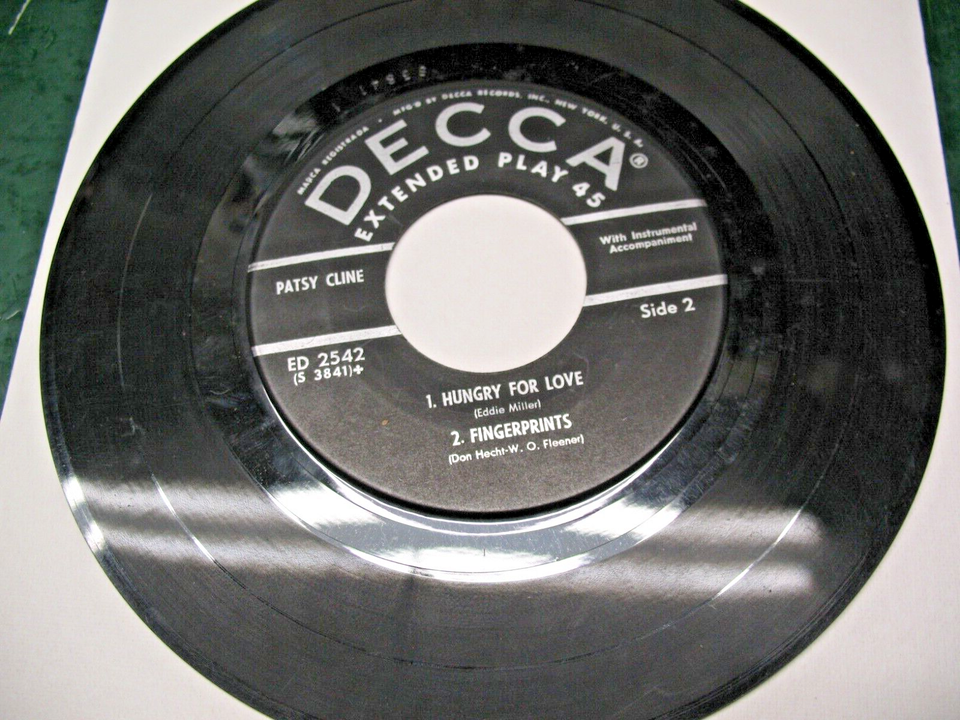 PATSY CLINE DECCA EXTENDED PLAY ED 2542 VINYL 45 RPM RECORD 1950's ...