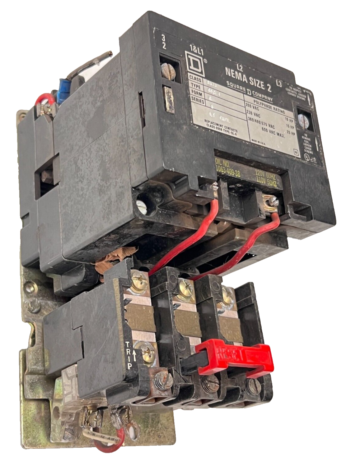 SQUARE D SIZE 2 MOTOR STARTER 600 VAC 25 HP 120V COIL 8536 SDG1 ...