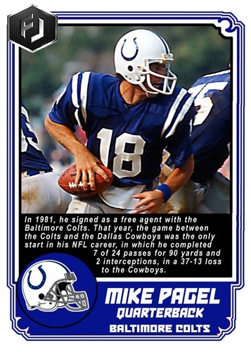 ACEO MIKE PAGEL BALTIMORE COLTS CUSTOM HAND MADE ART CARD | eBay
