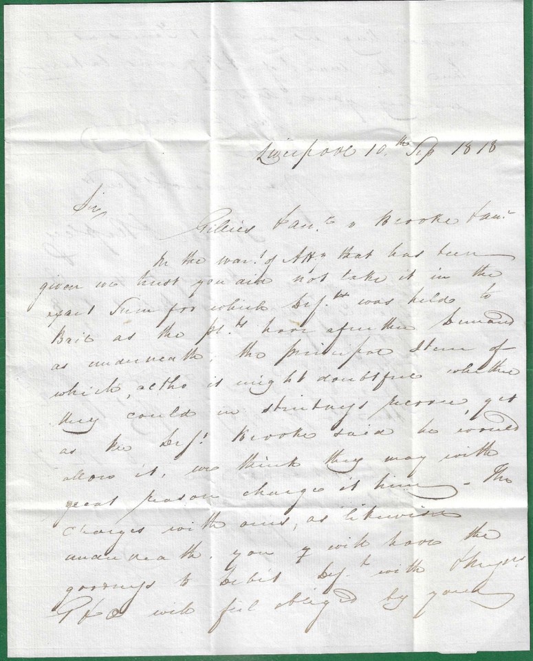 POSTAL HISTORY, 1818 ENTIRE LETTER + ENCLOSURE, LIVERPOOL TO ...