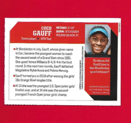 2019 SI Kids COCO GAUFF Rookie, USA Sports Girls TENNIS WTA Tour 'NM-MT ...