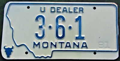 1981 MONTANA Used Dealer License Plate Yellowstone County (3) - Unused ...