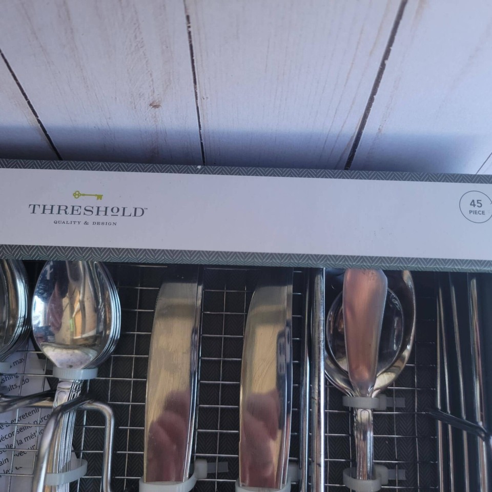 Threshold Stainless Steel Flatware Set 45 Piece - Silverware Service ...