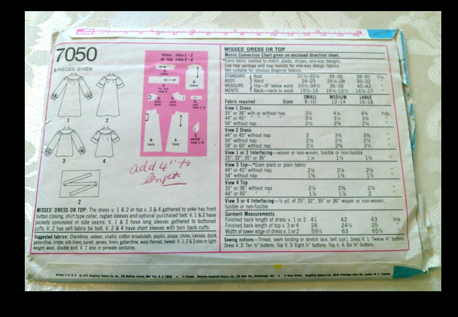 Misses' Dress or Top Simplicity Sewing Pattern 7050 Size Small 8 - 10 ...