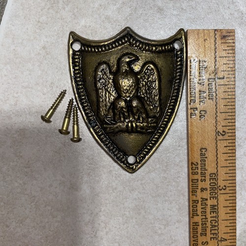 Antique Early Brass Eagle Shield Badge numbered | eBay