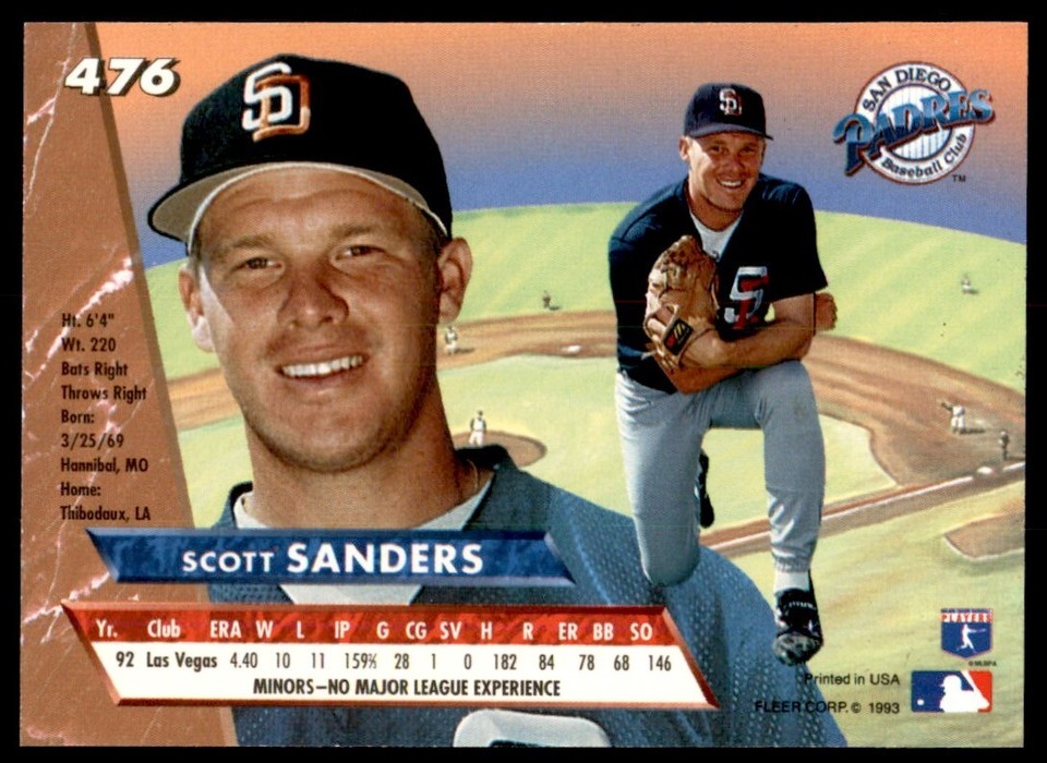1993 Ultra Scott Sanders Rookie San Diego Padres #476 | eBay