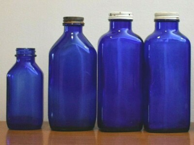 Vintage Cobalt Blue Glass Milk Of Magnesia Bottle Lot of 4 | eBay