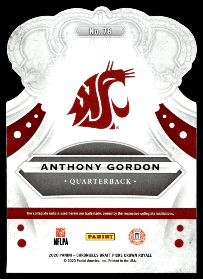 2020 Panini Chronicles Draft Picks Crown Royale Anthony Gordon Rookie ...