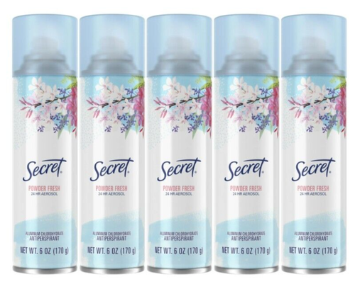 5 PACK Secret POWDER FRESH 24HR Aerosol Antiperspirant Deodorant Spray ...