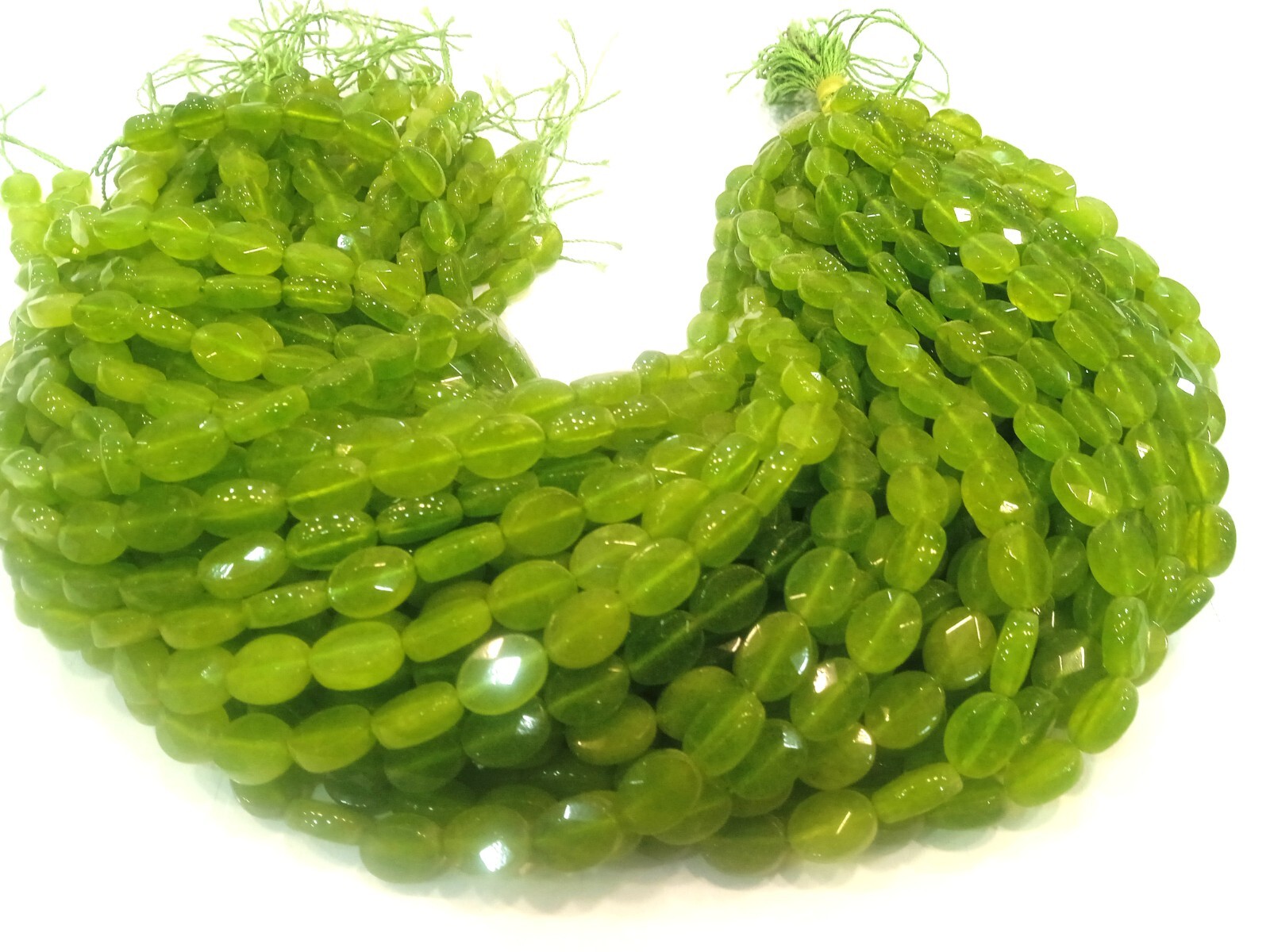 PERIDOT BEADS OVAL CHALCEDONY FACETED CUT 7X9MM LOOSE GEMSTONE 13"INCH ...