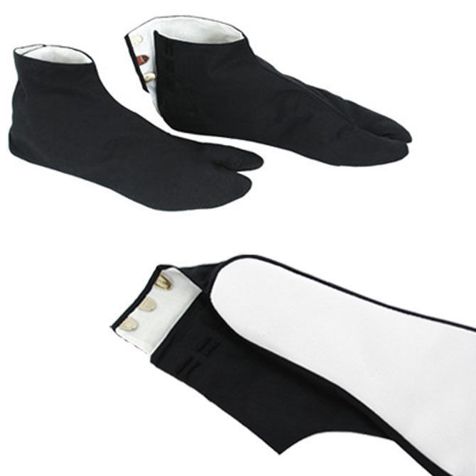 Japanese 10" Black Kimono Split Toe Tabi Socks w/ Kohaze Geta Zori ...