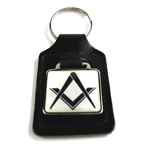 Masonic Freemason Key Ring - White, on black leather key ring fob | eBay