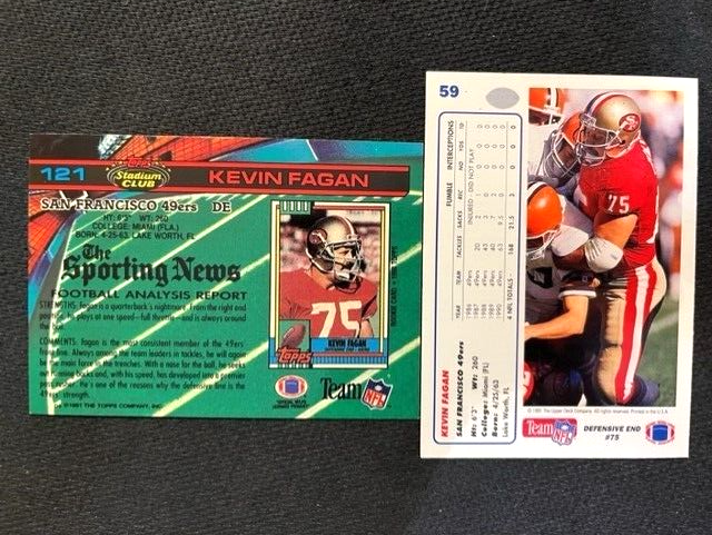 NFL - Kevin Fagan 1991 Topps Stadium Club & 1991 Upper Deck - 49'ers | eBay