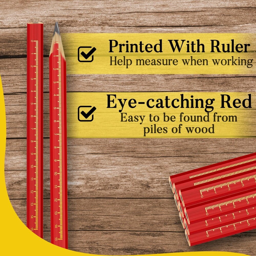 10pcs Red Carpenter Pencils Wooden Woodworking Marking Tool Carpentry ...