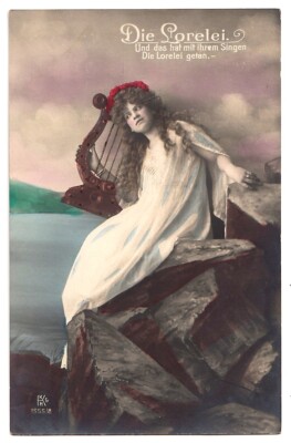 Romantik LORELEI Lyra Nixe Sirene Sagenfigur Sage * Foto-AK um 1910 #8 ...
