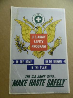 1943 US Army Safety Program Small Poster Handbill WWII Make Haste ...