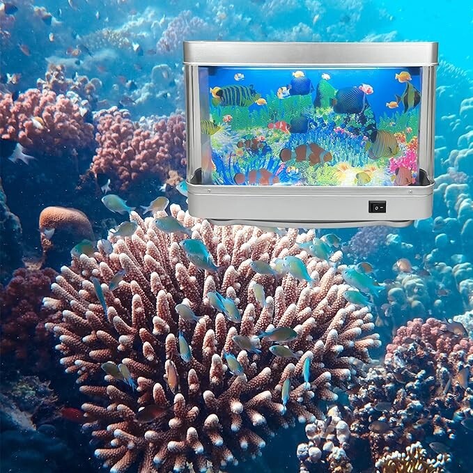 Aquarium Fake Fish Tank Artificial Tropical Decorative Lights Motion ...