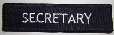 SECRETARY VEST PATCH - NEW MOTORCYCLE VEST PATCH - CLUB PATCH | eBay