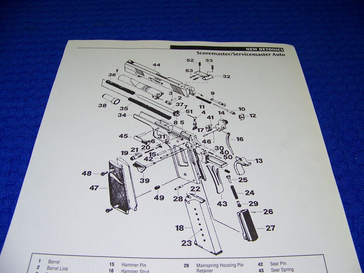 N.DETONICS SCOREMASTER/SERVICE & NORINCO 213 AUTO..LEGEND/EXPLODED VIEW ...