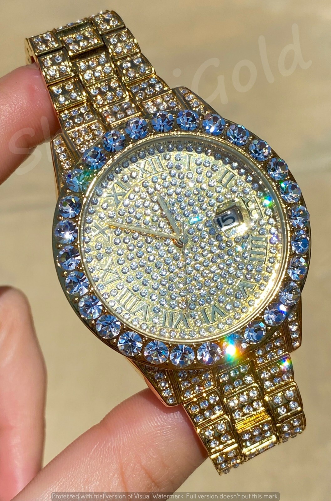 Mens Custom Fully Ice out Bling Round Icy Watch Iced Cz Quality ...