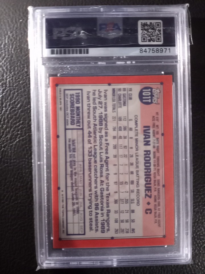 Pudge Ivan Rodriguez Signed Rookie Card 1991 Topps #101 PSA AUTHENTIC ...