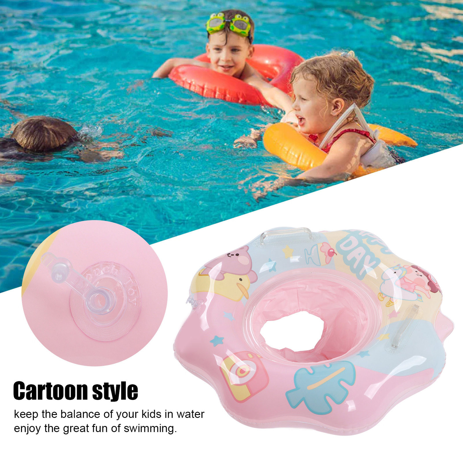 Kids Pool Float Cartoon Style Safe Eco Friendly PVC Crush Resistant ...