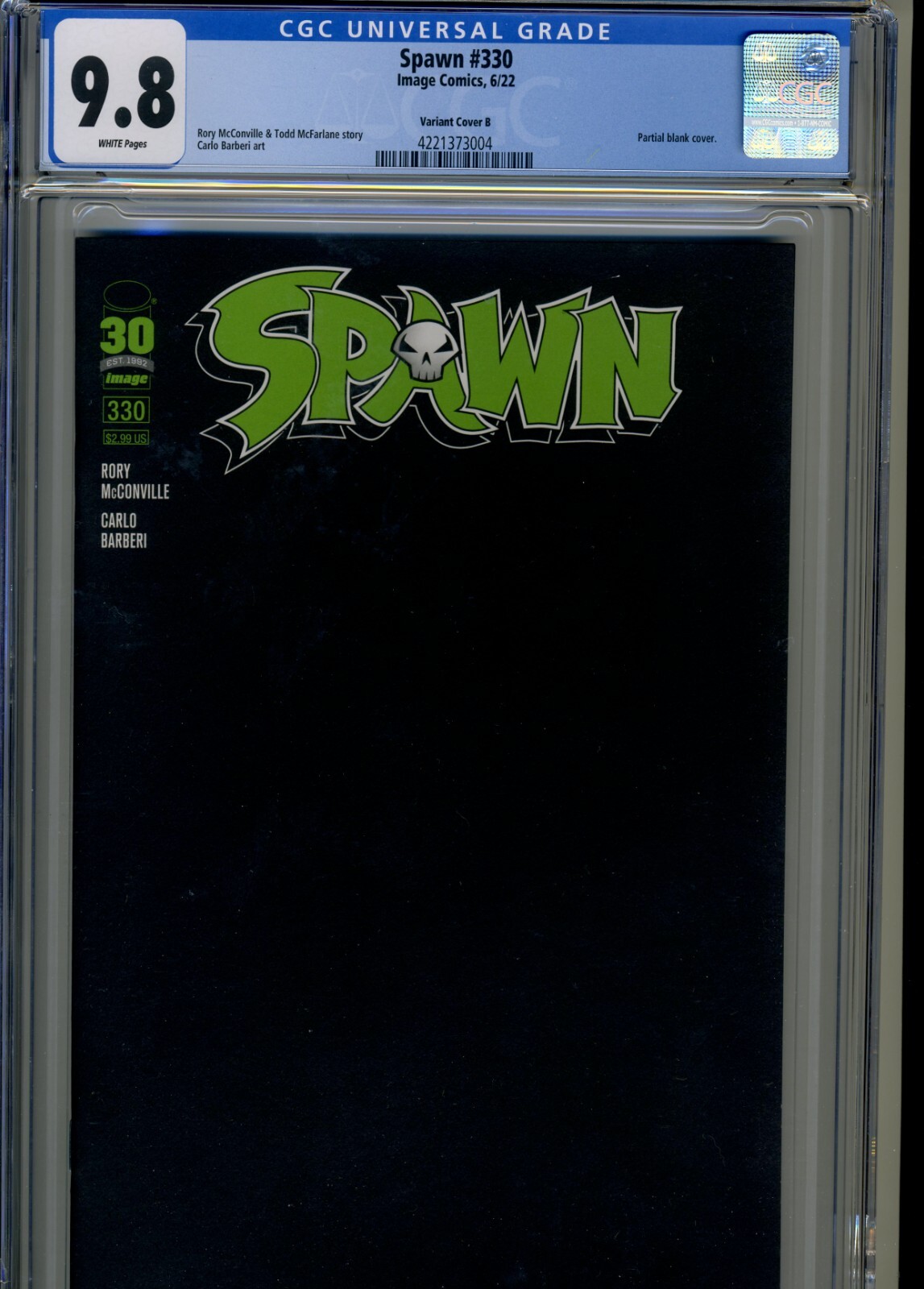 Spawn #330 CGC 9.8 White Pages Black Variant Cover (2022) | eBay