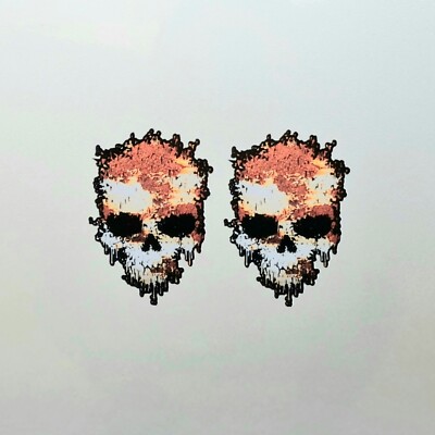 2x Rusty Rusted Metal Effect Cool Dripping Skull Vinyl Sticker For Car ...