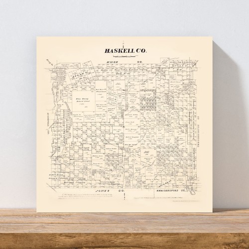 Old Map of Haskell County, TX 1879 - Vintage Texas Art | eBay