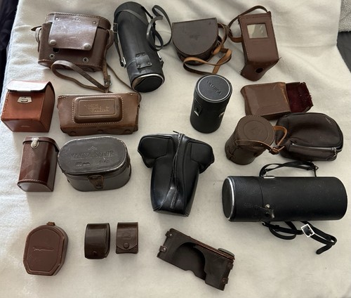 Lot Vintage Leather Camera Lens and Accessory Cases, Used Leica And ...