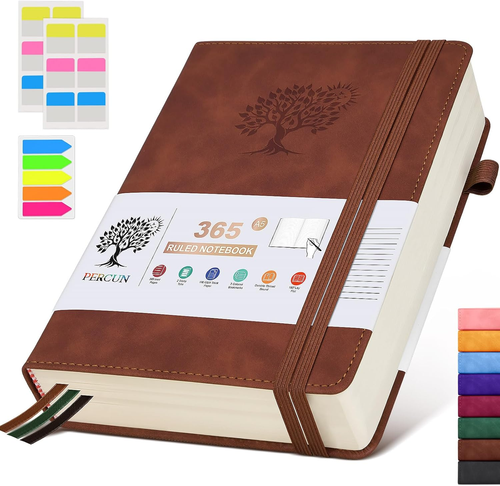 A5 Lined Journal Notebook - 365 Page Leather Journals for Writing Women ...