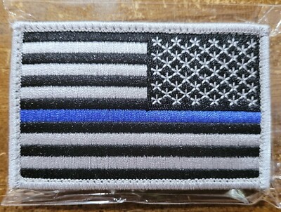 Reversed US Flag Thin Blue Line Patch for Law Enforcement with Hook ...