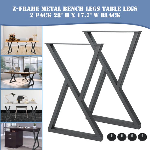 2 Pack 28" H x 17.7" W Black Z-Frame Metal Bench Legs Furniture Legs ...