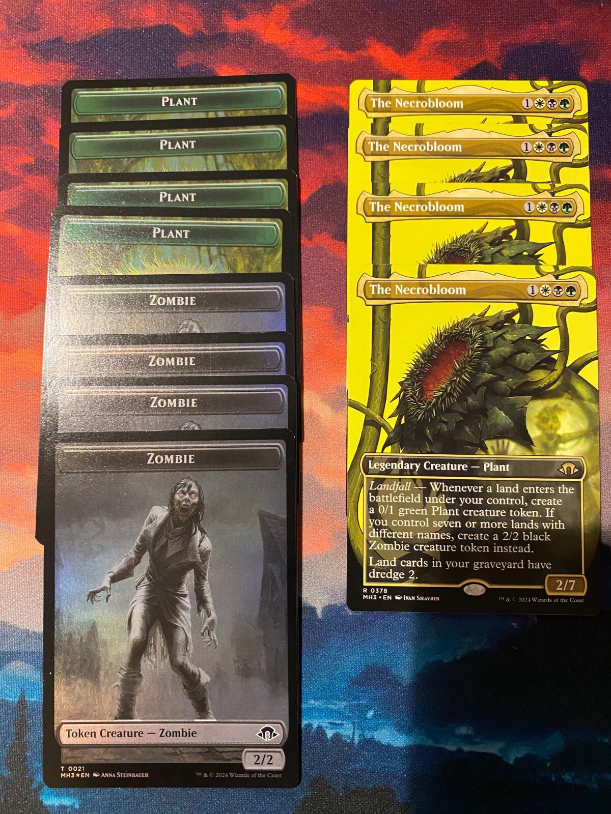 MTG Modern Horizons 3 The Necrobloom Borderless x 4 + Foil Tokens | eBay