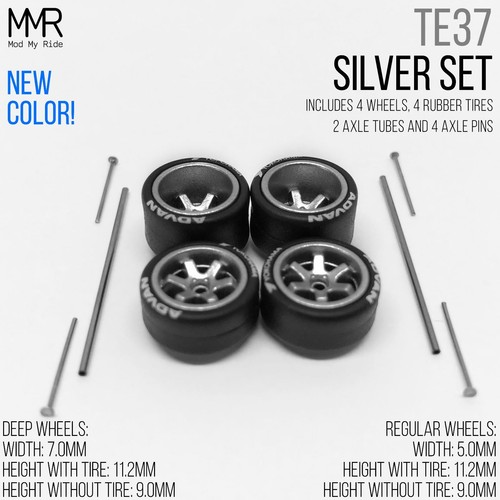 1/64 TE37 DEEP DISH Real Rider Wheels Rims Rubber Tires Set Custom for ...