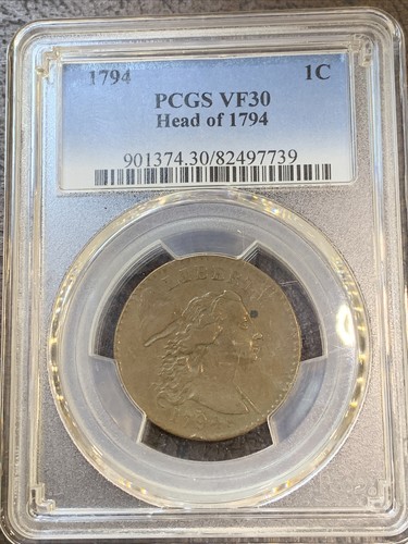 1794 LARGE CENT PCGS VF30 1C FLOWING HAIR HEAD OF 94 COIN | eBay