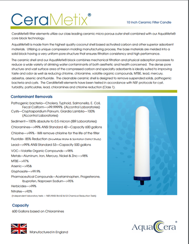 10” Cerametix (PRESSURE) ceramic candle fluoride reduction | eBay