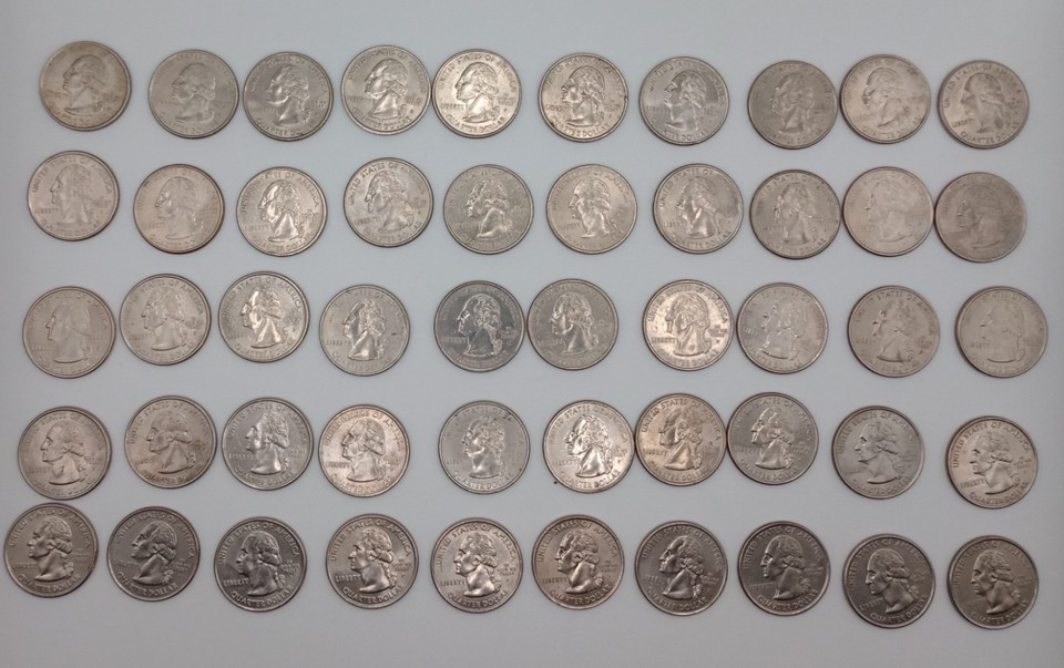 US 1999-2008 50 STATE QUARTERS COMPLETE SET P/D MIXED MINT MARK 50 COIN ...