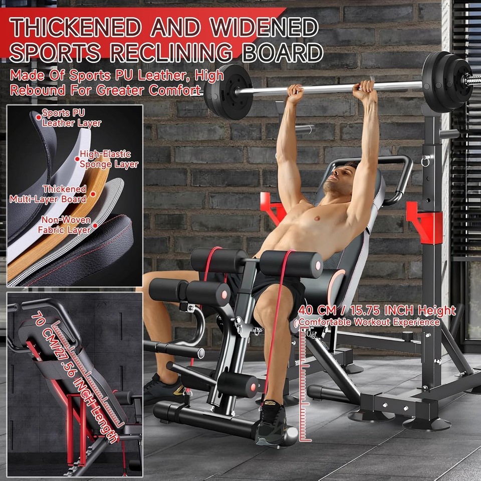Adjustable Workout Bench with Leg Extension and U-Shaped Handle Design ...