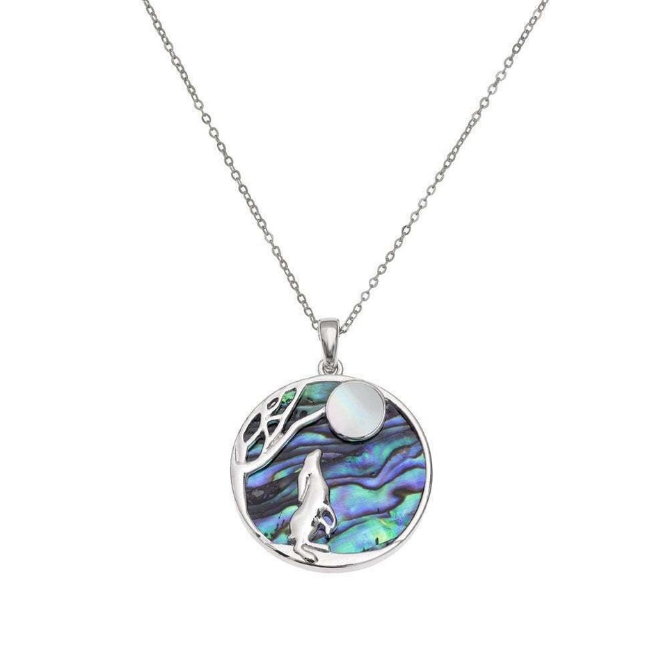 Moon Gazing Hare Pendant Abalone Shell Mother of Pearl Chain Jewellery ...