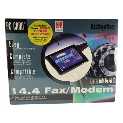 1995 ActionTec 14.4 Kbps PCMCIA Fax Modem Dial-Up Internet Access ...