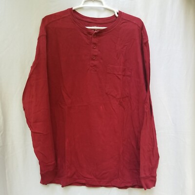 Mens Red Head Pullover Red Henley Shirt, Large | eBay