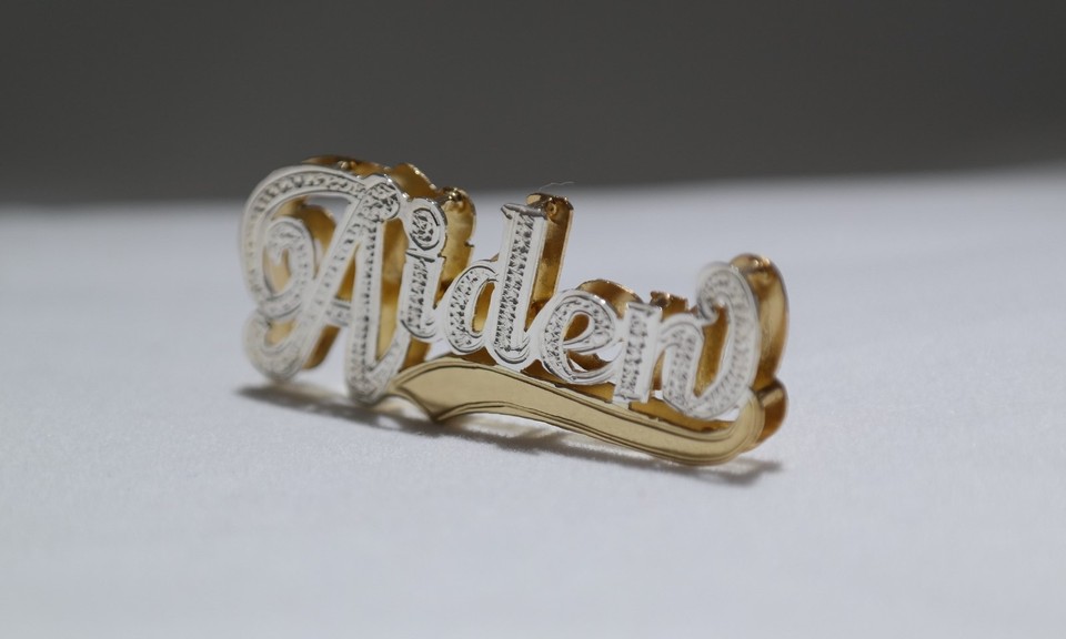 PERSONALIZED DOUBLE NAME PLATE (10k,14k,Fine Silver gold overlay) | eBay