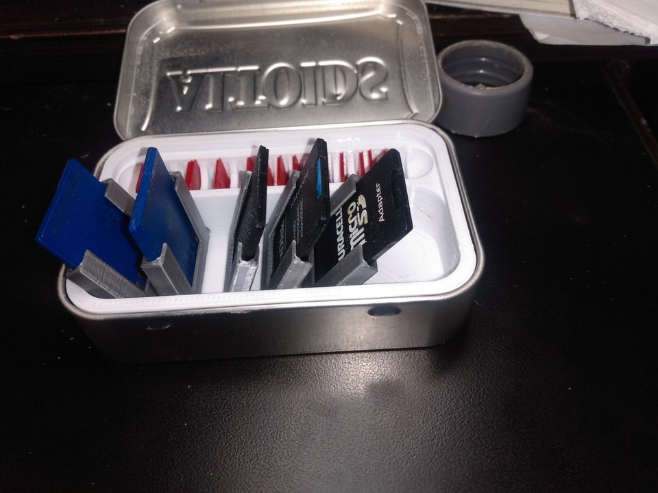 SD Card Holder Storage Rack (Micro & Std) Insert for an Altoids Tin 3D ...