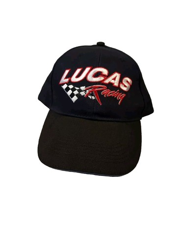 Lucas Racing Black Checkered Flag Strapback Hat Cap Oil Apparel NASCAR ...