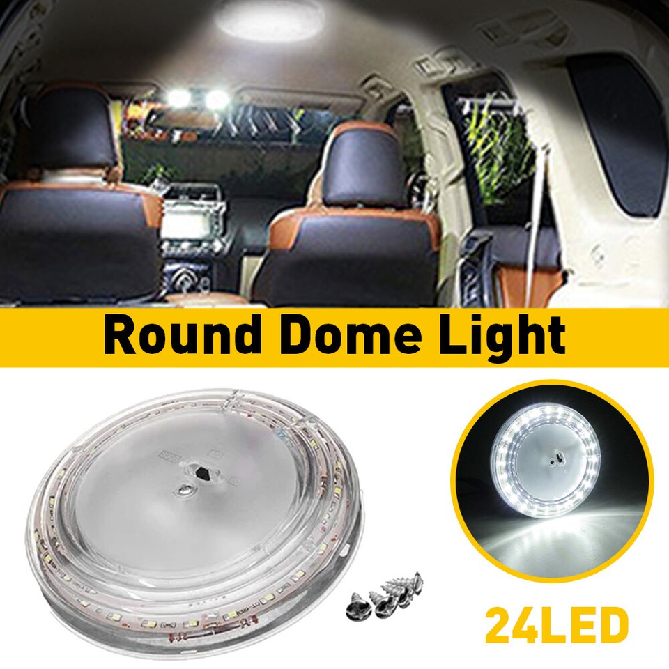 Universal LED Car Vehicle Round Interior Ceiling Roof Dome Light White ...
