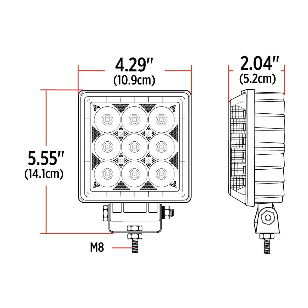 TRUX TLED-U120 Universal 4.25" Square 'Radiant Series' LED Work Lamp ...